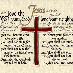 Print - Exodus 20 - the Ten Commandments - Hand Lettered Print ...