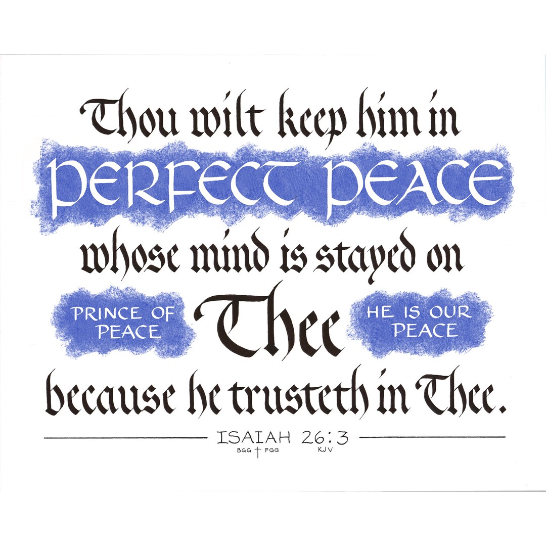 Digital - Isaiah 26:3 - Hand Lettering - Calligraphy Print - Scripture ...