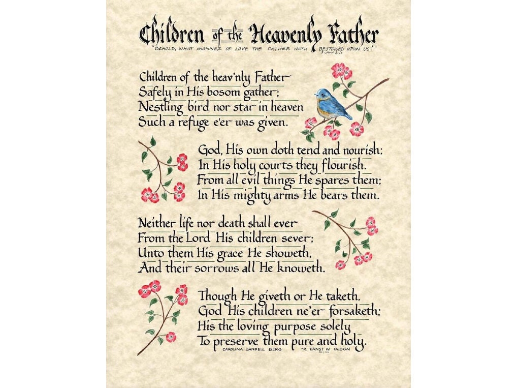 Print - Children of the Heavenly Father - Hand Lettered Calligraphy ...
