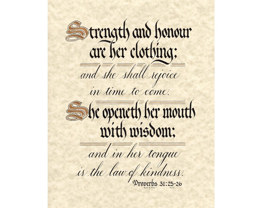 Print - Proverbs 31:25-25 - Virtuous Woman - Hand Lettering Print ...