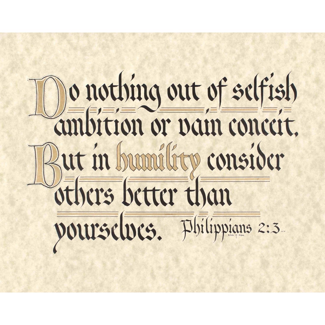 Digital - Philippians 2:3 -NIV - Hand Lettering - Calligraphy Print ...