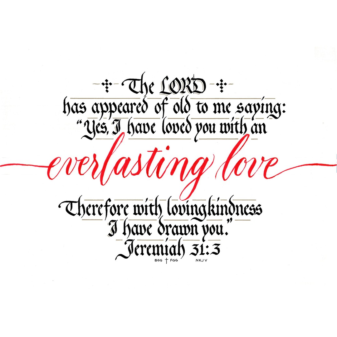 Digital - Jeremiah 31:3 - Hand Lettering - Calligraphy Print ...