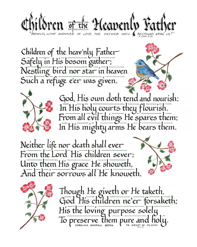Print - Children of the Heavenly Father - Hand Lettered Calligraphy ...