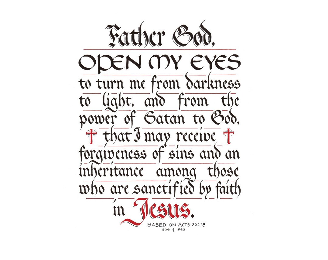Print - Scripture Prayer Based on Acts 26:18 - Hand Lettered Print ...