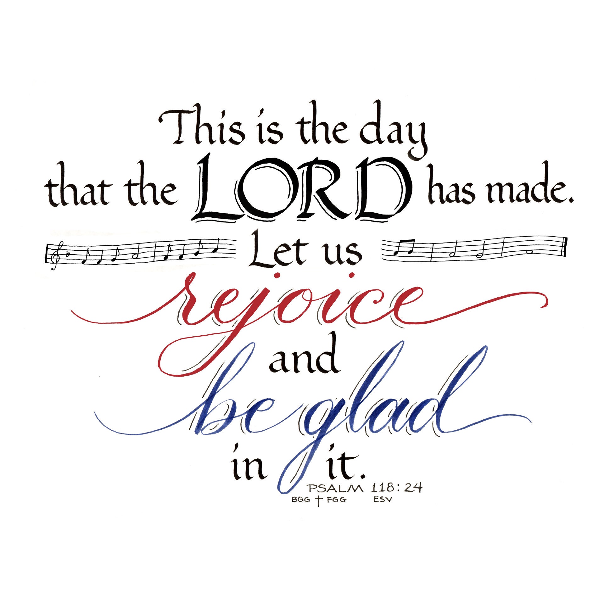 Digital - Psalm 118:24 - Hand Lettering - Calligraphy Print - Scripture ...