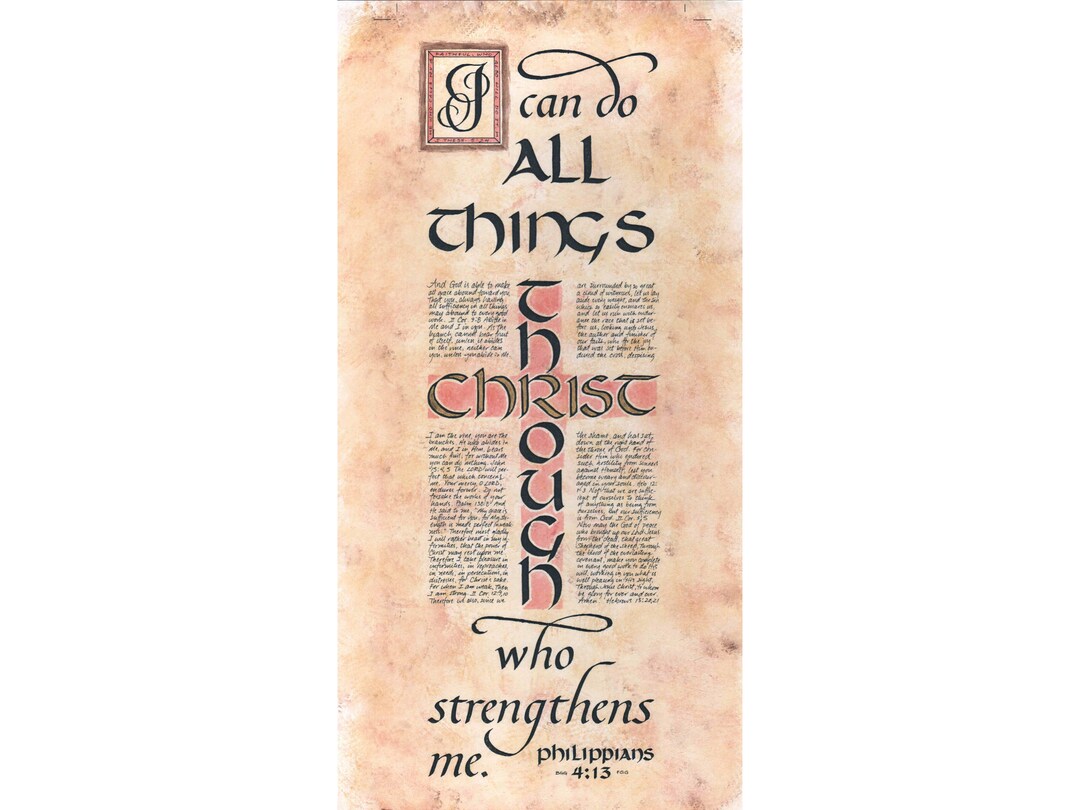 Digital - Philippians 4:13 - Hand Lettering - Calligraphy Print ...