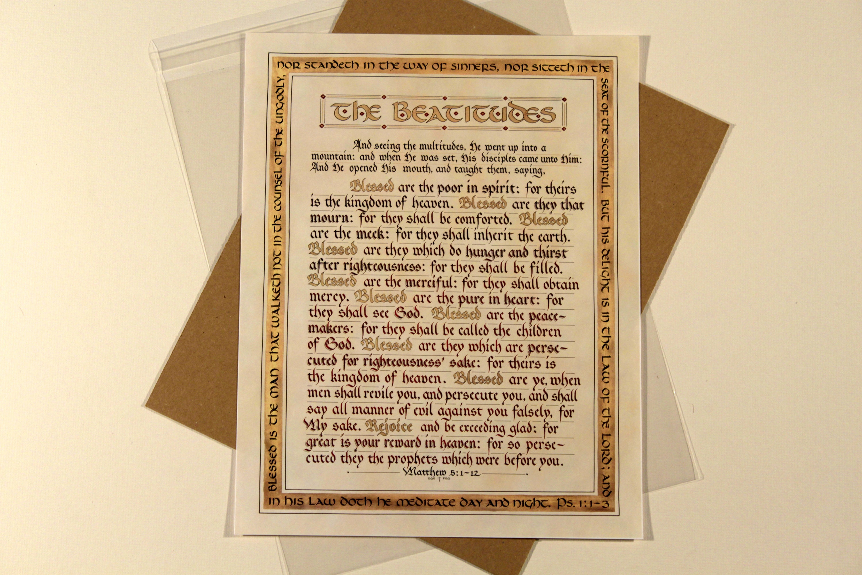 Digital - Matthew 5:1-12 -the Beatitudes - Hand Lettered Calligraphy ...