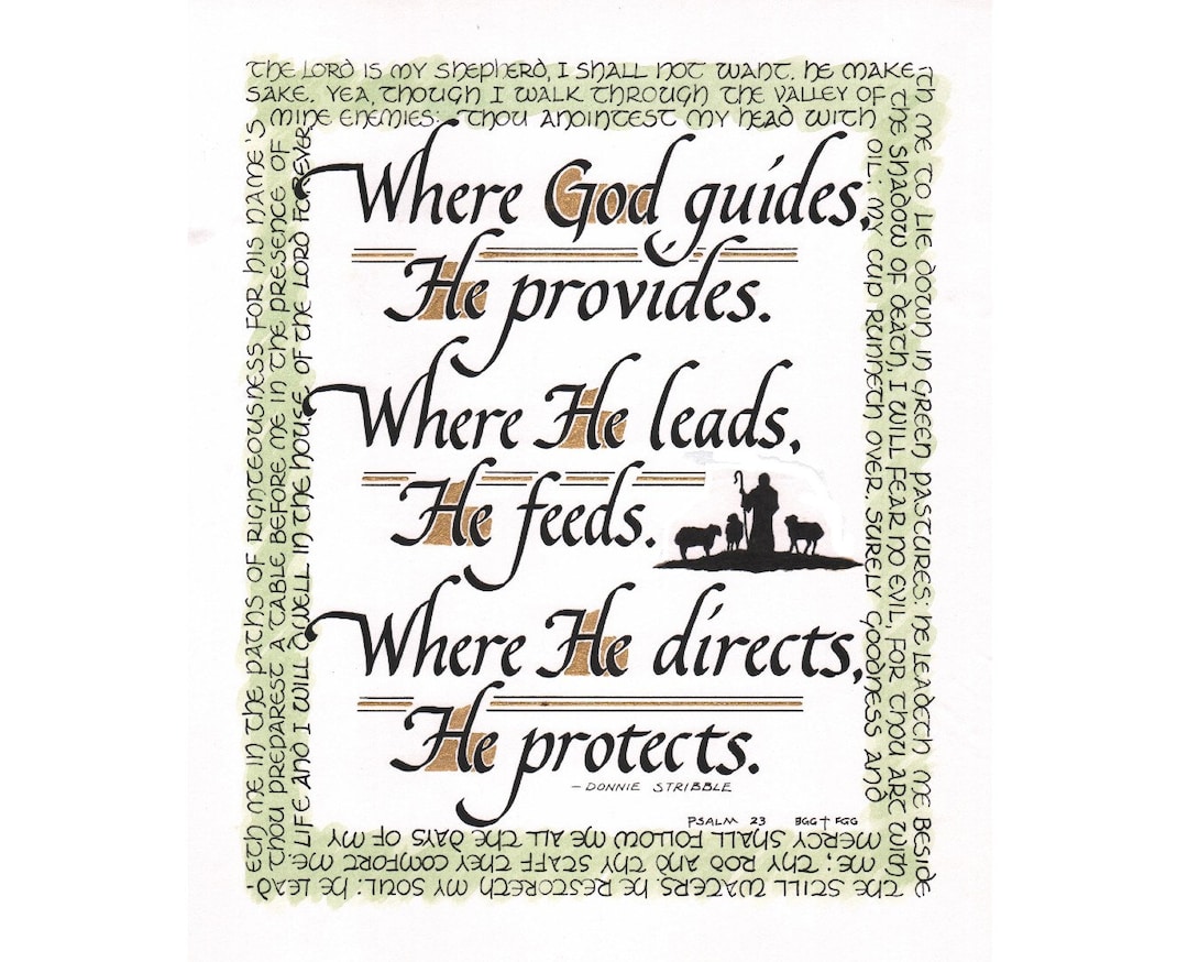 Digital - Poem and Psalm 23 - Hand Lettering - Calligraphy Print ...