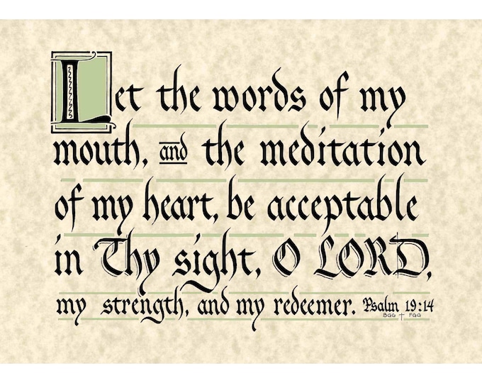 Print Psalm 19:14 Hand Lettered Calligraphy Print Wall Art Beautiful ...