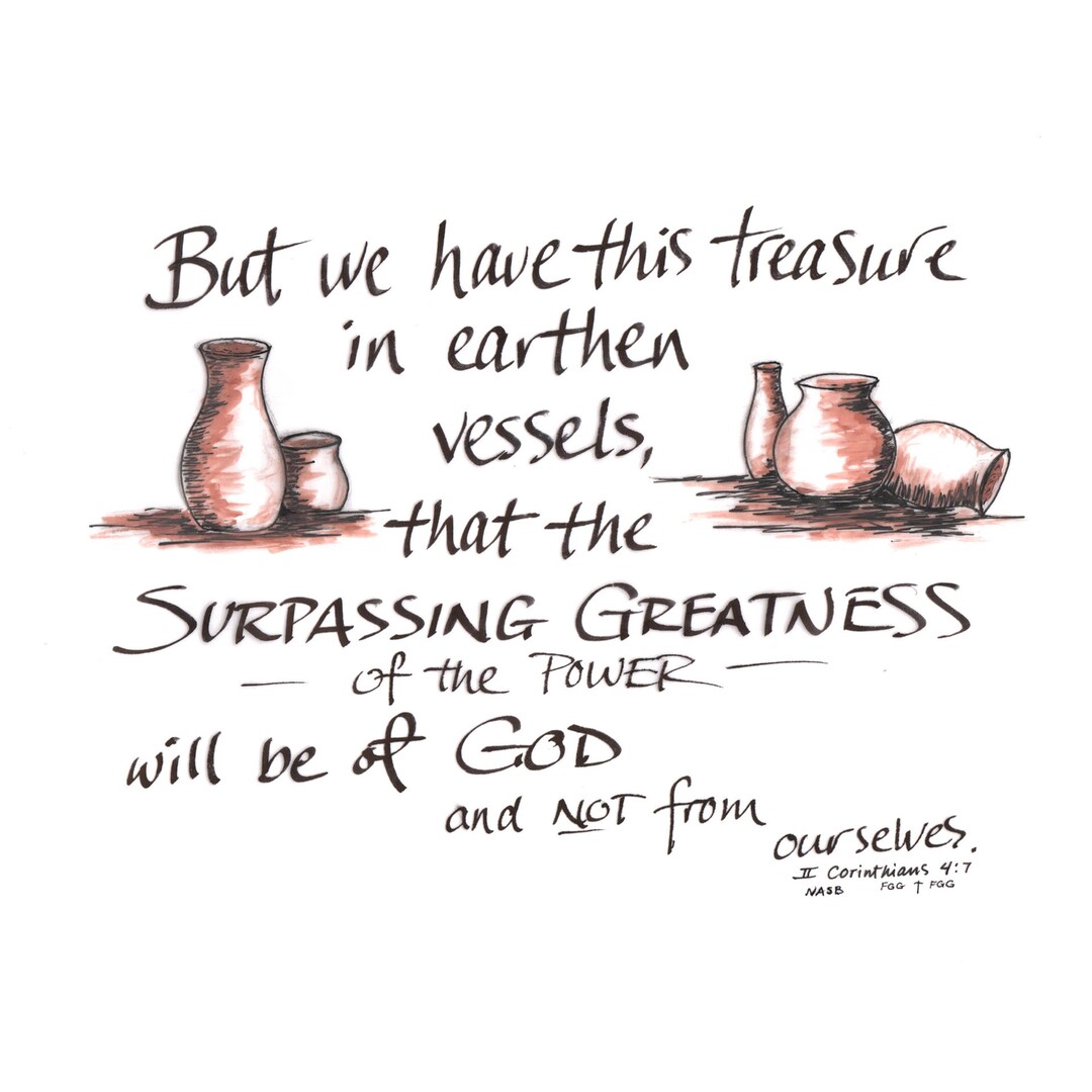 Digital - II Corinthians 4:7 - Hand Lettering - Calligraphy Print ...