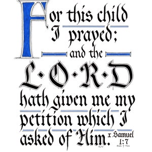 Digital - I Samuel 1:7 - Hand Lettering - Calligraphy Print - Scripture ...