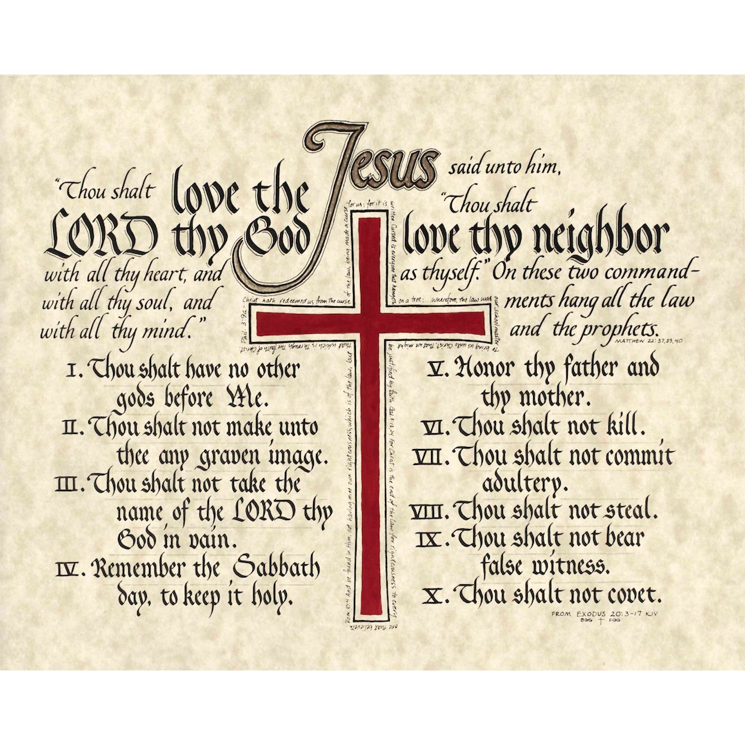 Print - Exodus 20 - the Ten Commandments - Hand Lettered Print ...