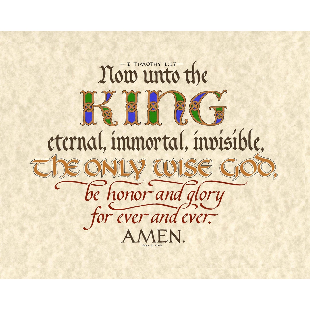 Print - 1 Timothy 1:17 - KJV - Hand Lettering - Calligraphy Print ...