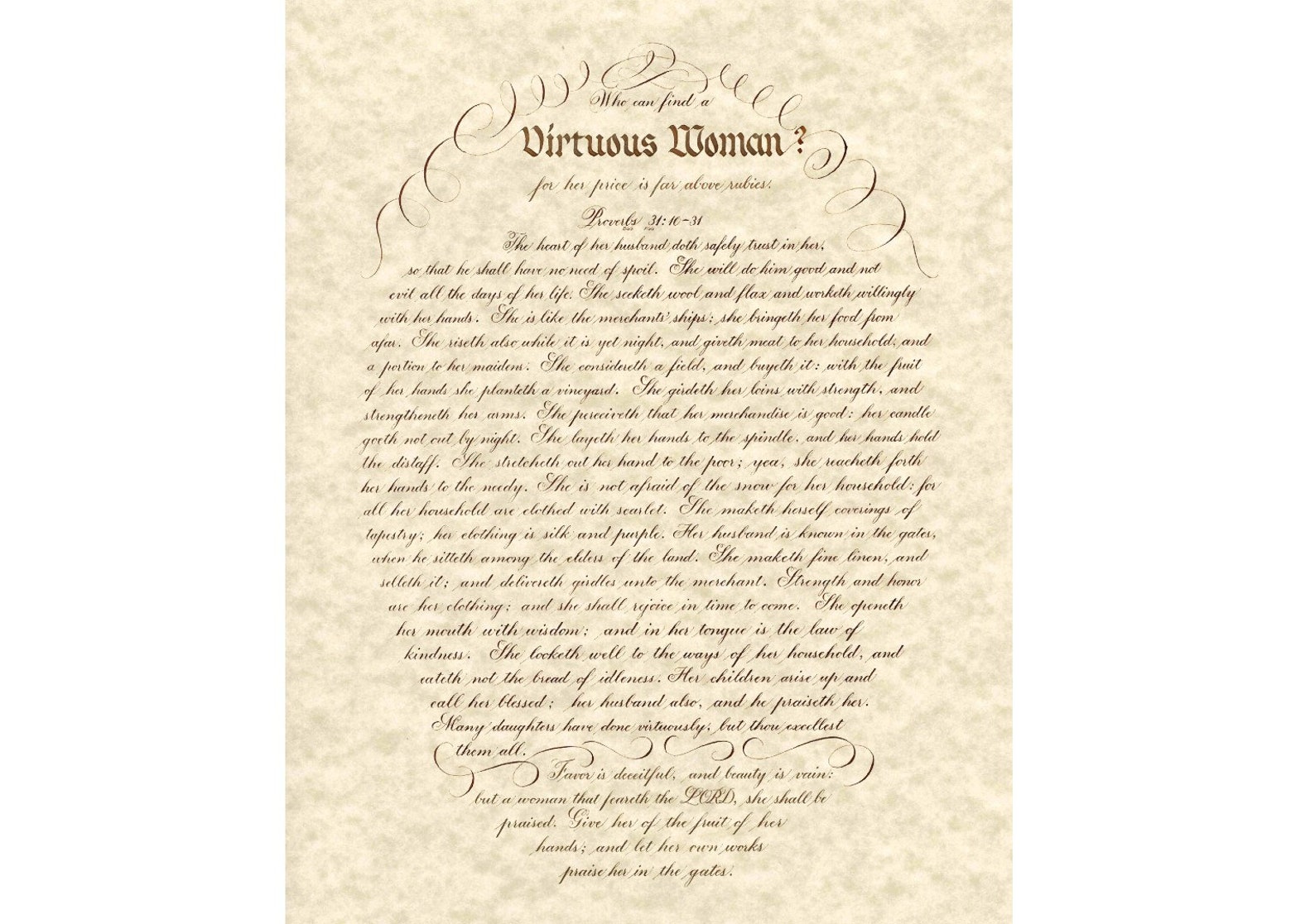 Print - Proverbs 31 - Virtuous Woman - Hand Lettered Calligraphy Print ...