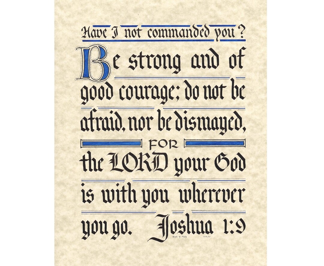 Digital - Joshua 1:9 - Hand Lettering - Calligraphy Print - Scripture ...