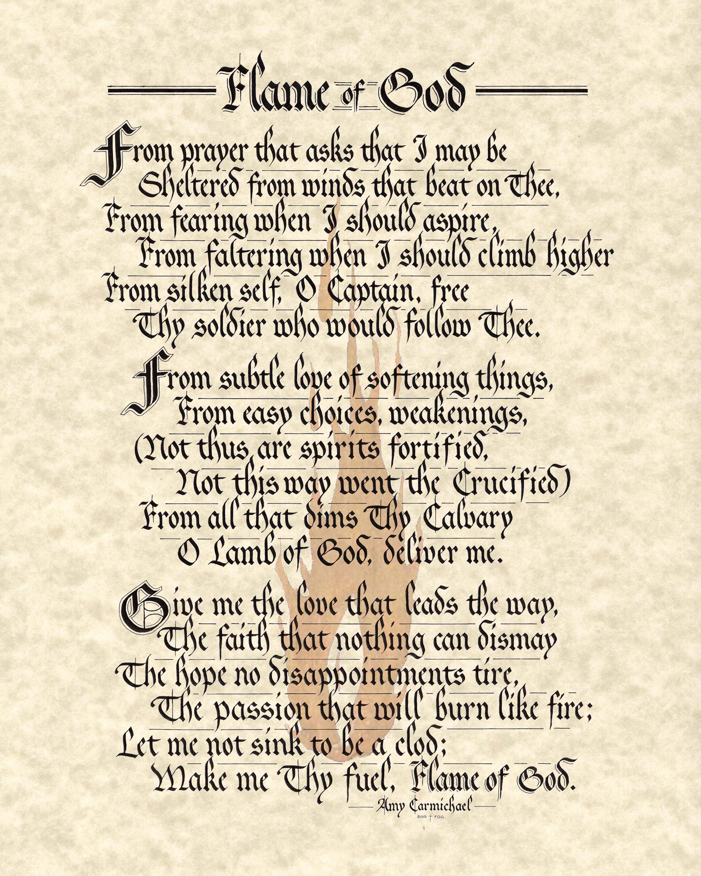 Print - Flame of God - Hand Lettering - Calligraphy Print - Scripture ...