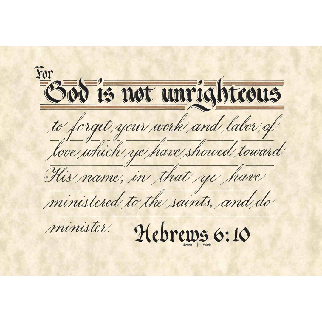 Digital - Hebrews 6:10 - Hand Lettering - Calligraphy Print - Scripture ...