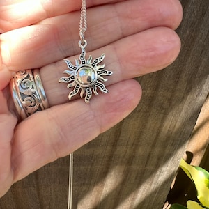 Sterling Silver Sun Pendant. Sun Rays Charm, Celestial, Sunshine El - Etsy