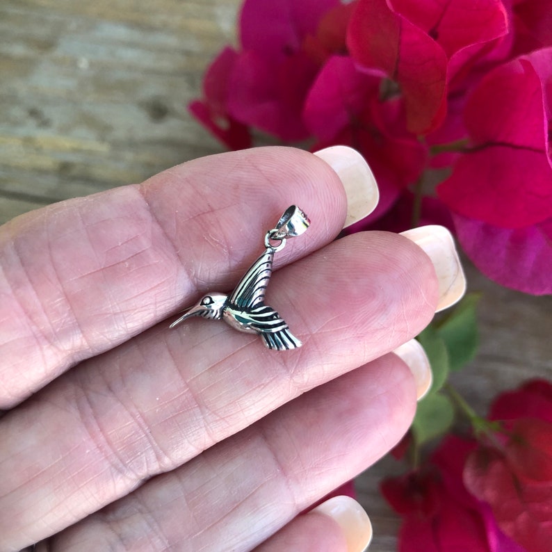 Silver Hummingbird Charm Tiny Sterling Hummingbird Bird - Etsy