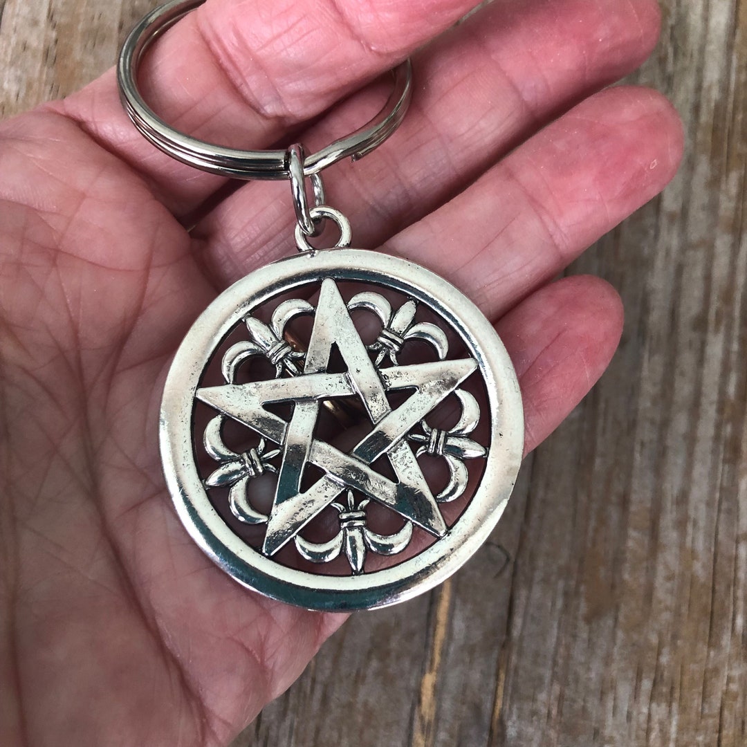 Pentacle Keychain, Pentacle Medallion Keyring - Etsy