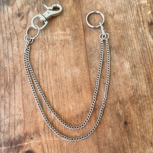 Steel Curb Wallet Chain: One Strand or Double Layered Strands, Key ...