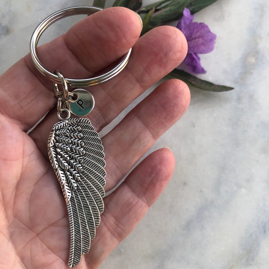 Angel Wing Keychain, Wing Pendant, Remembrance Keychain, Large Wing Key ...