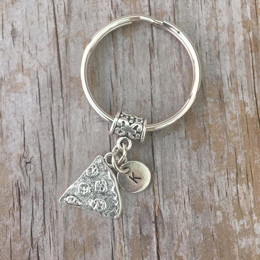 Pizza Keychain/ Pizza Key Chain/ Pizza Initial Key Ring/ Food Keychain ...