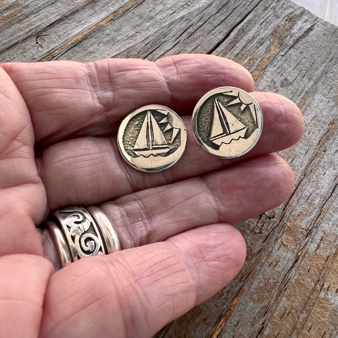 Susan Packard Sterling Silver Sailboat Earrings: Hand Engraved Ocean ...