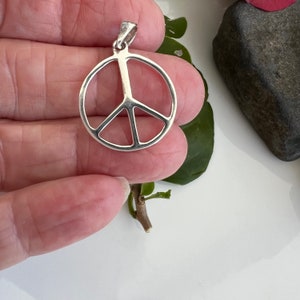 Silver Peace Sign Necklace, Stainless Steel Peace Charm, Non Tarnish ...