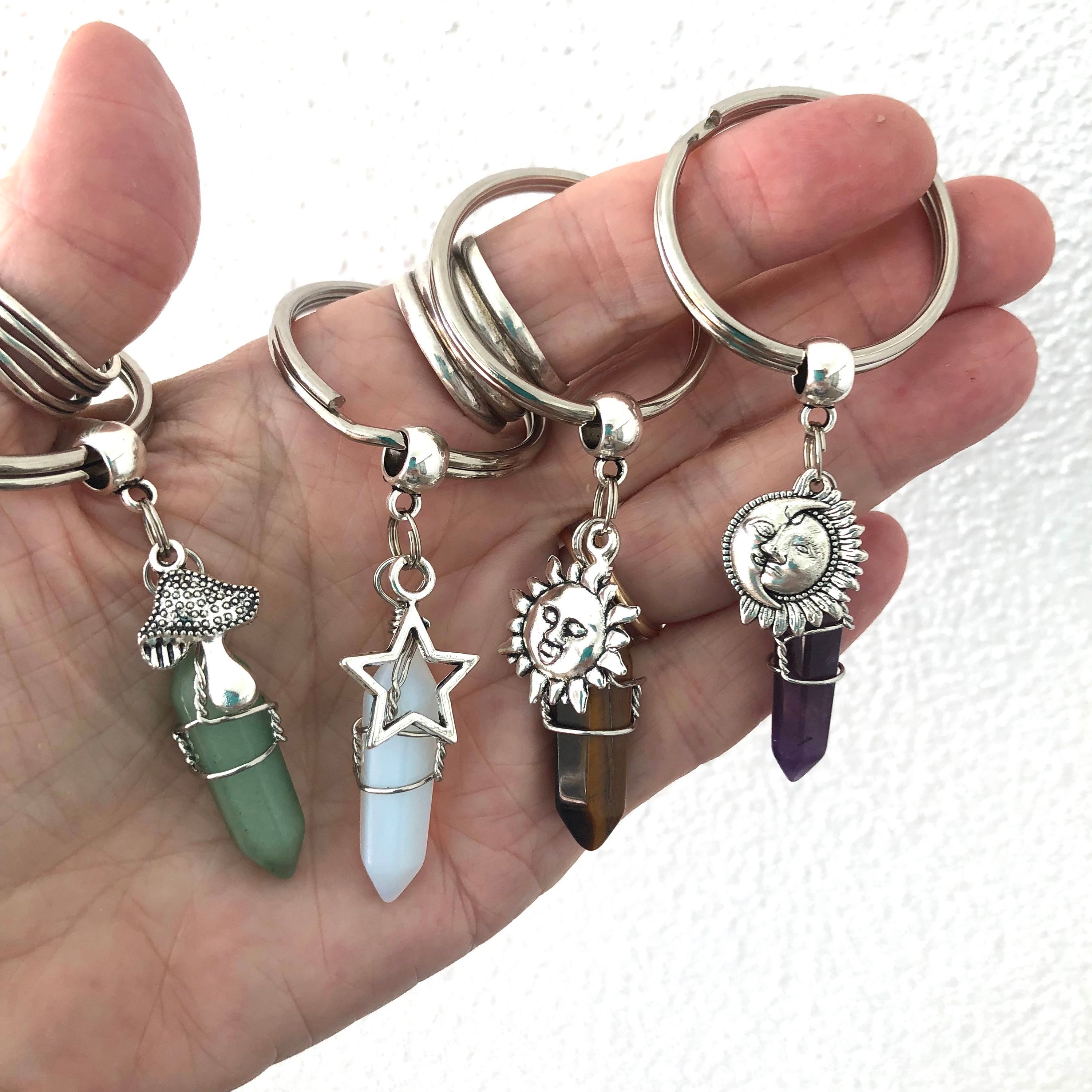 Crystal Key Chain Gemstone Charm Keychains Mix n Match | Etsy