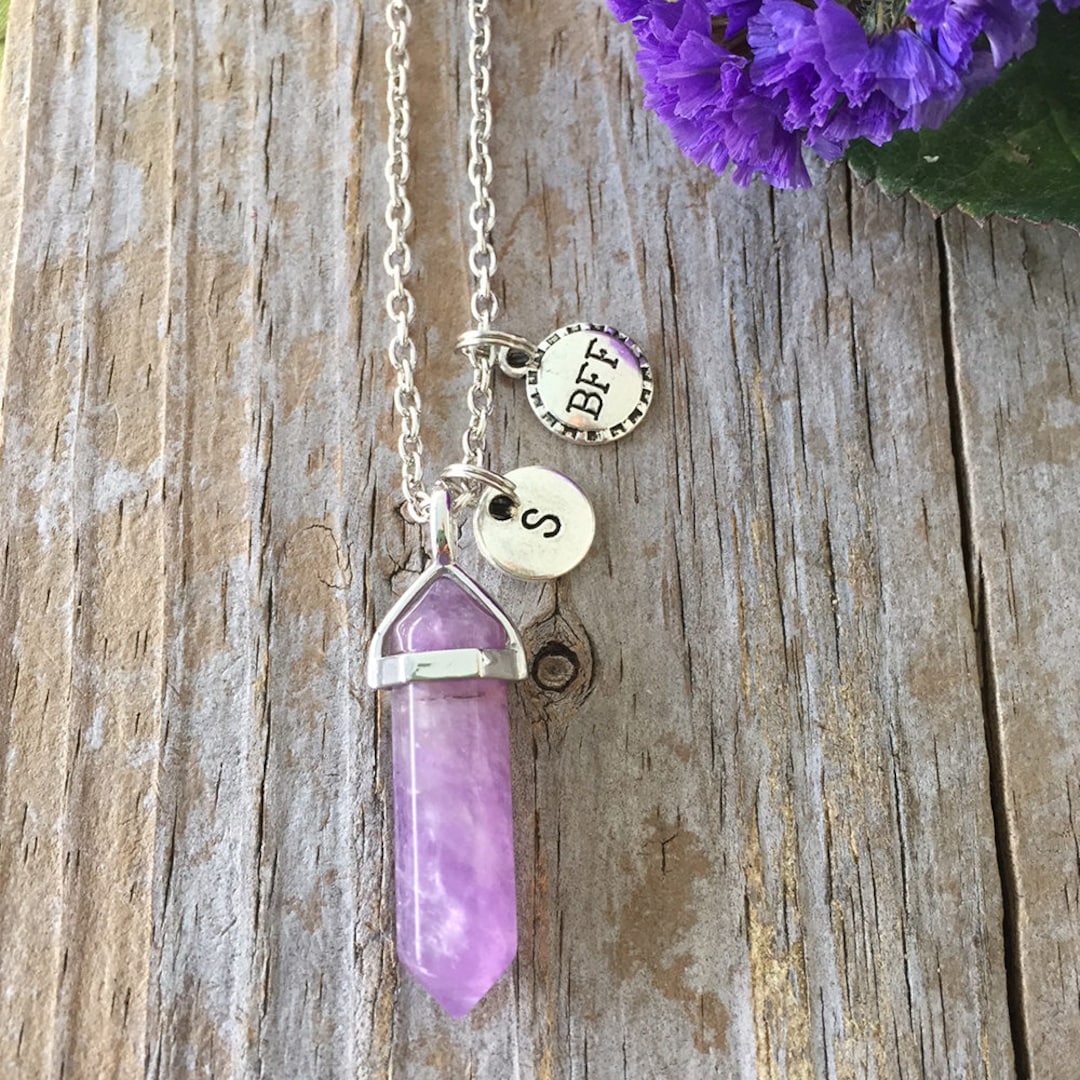 Crystal Best Friend Necklace, 1 BFF and Initial Charm, Best Friends ...