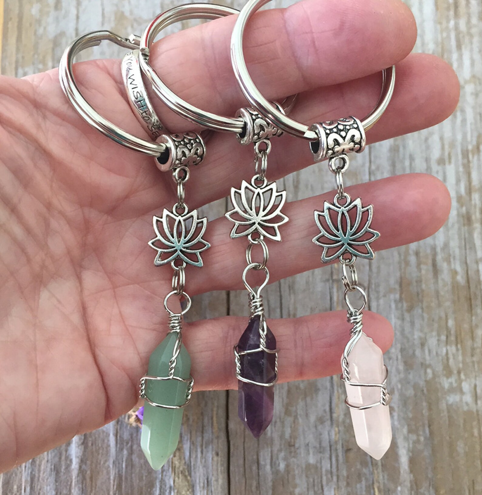 Crystal Key Chain/ Lotus Charm Keychain/ Lotus Flower Crystal - Etsy