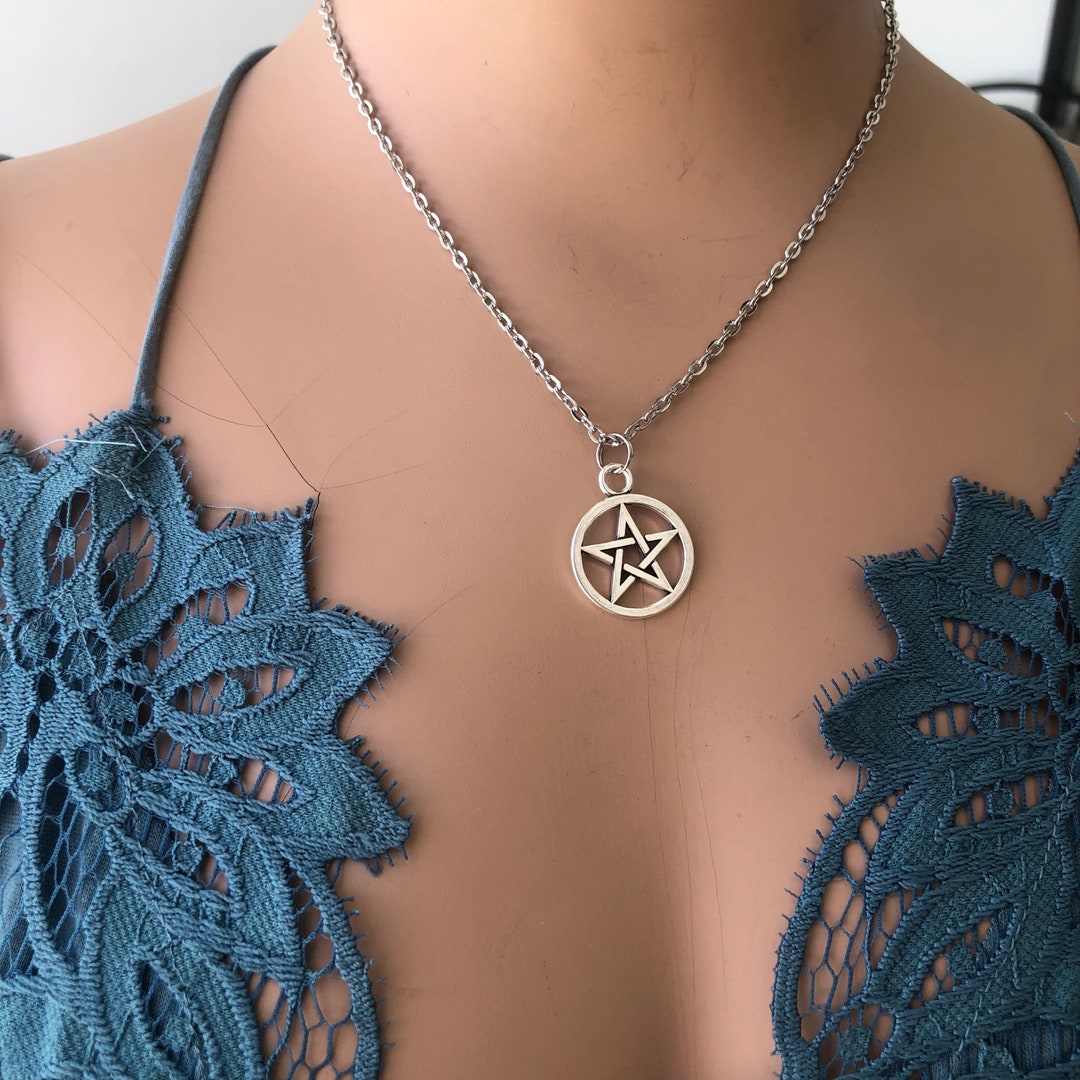 Pentagramm Anhänger Halskette, Wicca Charm Gothic Pentagramm, Pentagramm Ausschnitt Charm ...