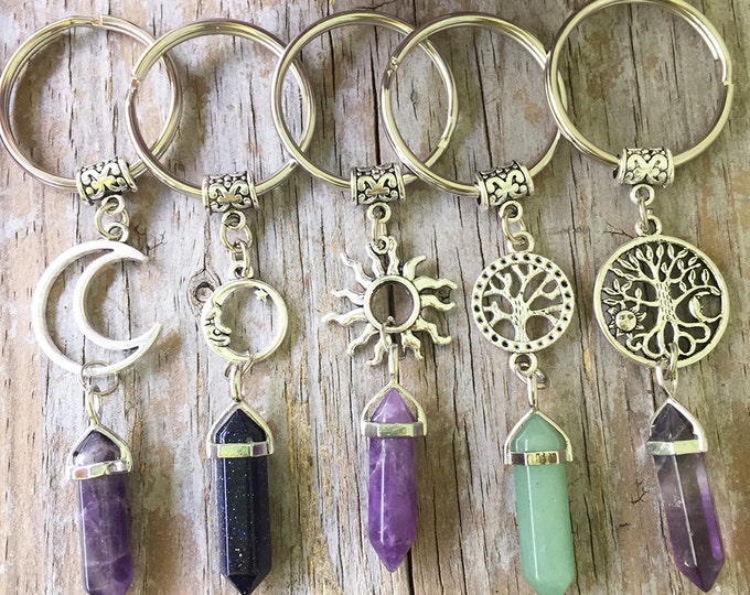 Crystal Celestial Keychain/ Crystal Key Chain Sun Moon Tree/ - Etsy