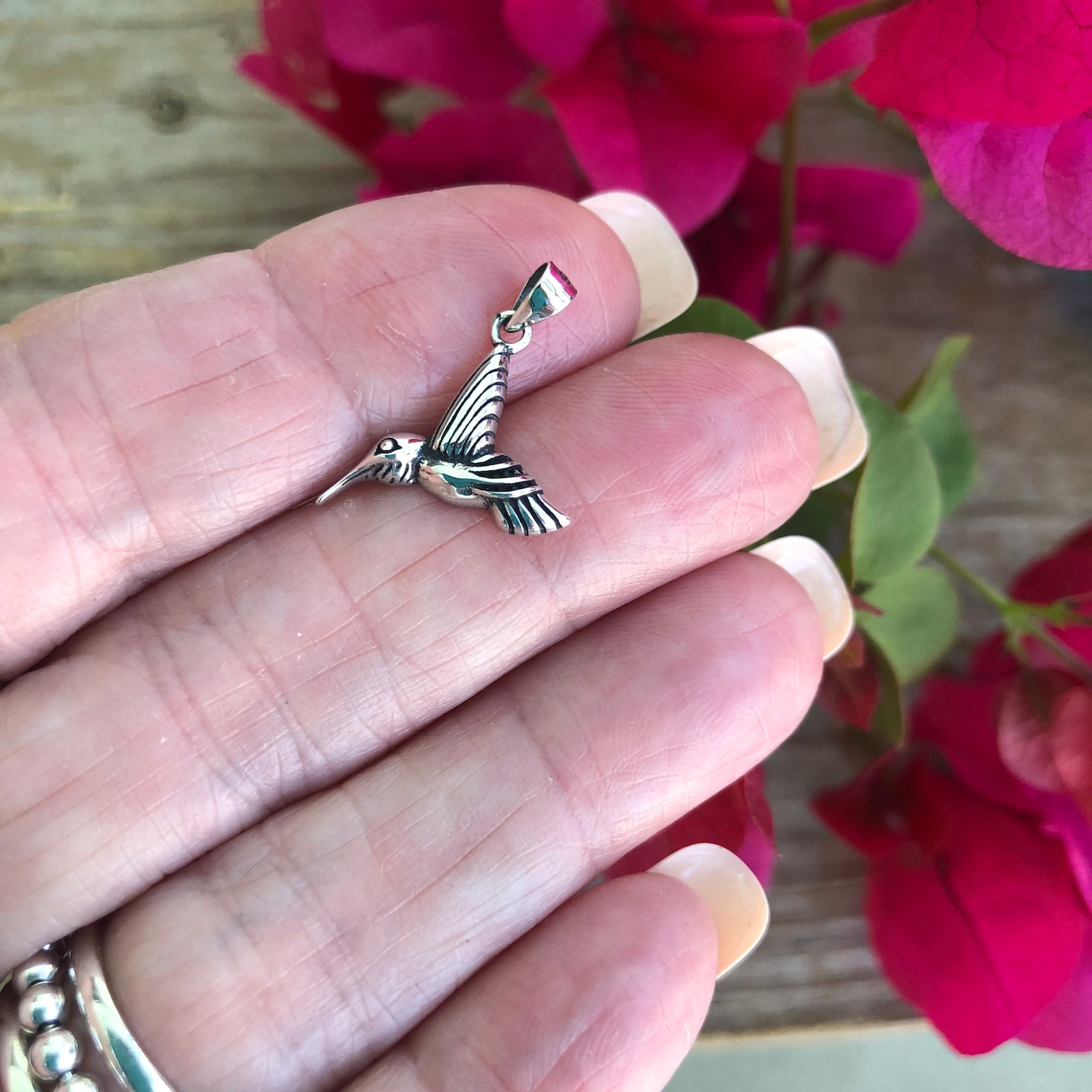 Silver Hummingbird Charm Tiny Sterling Hummingbird Bird - Etsy