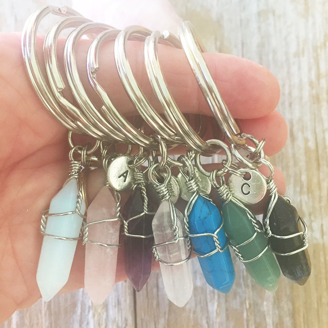 Crystal Keychain Crystal Initial Key Chain Crystal Keyring - Etsy