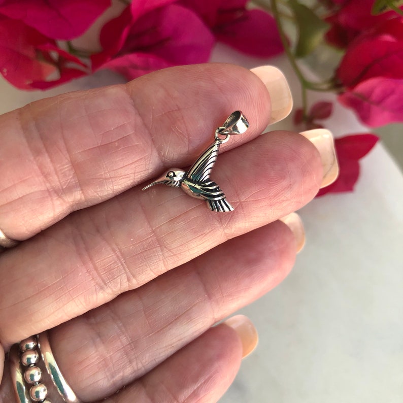 Silver Hummingbird Charm Tiny Sterling Hummingbird Bird - Etsy