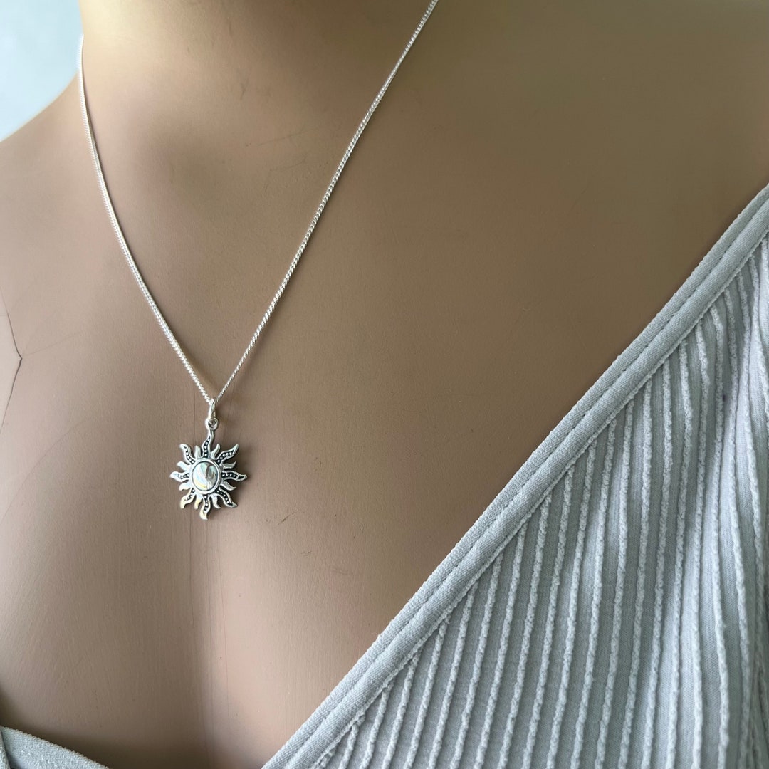 Sterling Silver Sun Pendant. Sun Rays Charm, Celestial, Sunshine El - Etsy