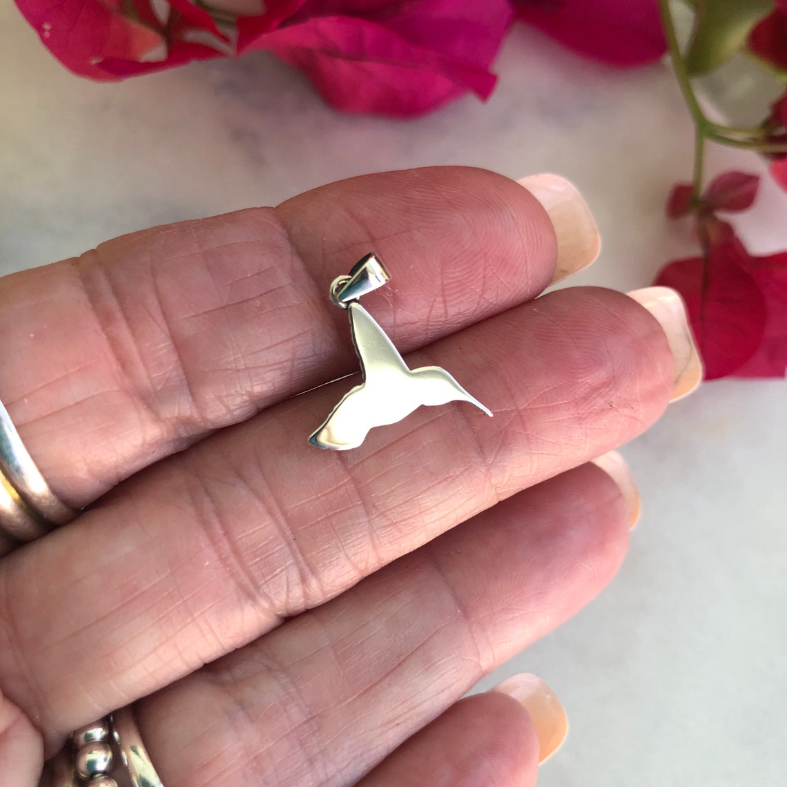 Silver Hummingbird Charm Tiny Sterling Hummingbird Bird - Etsy