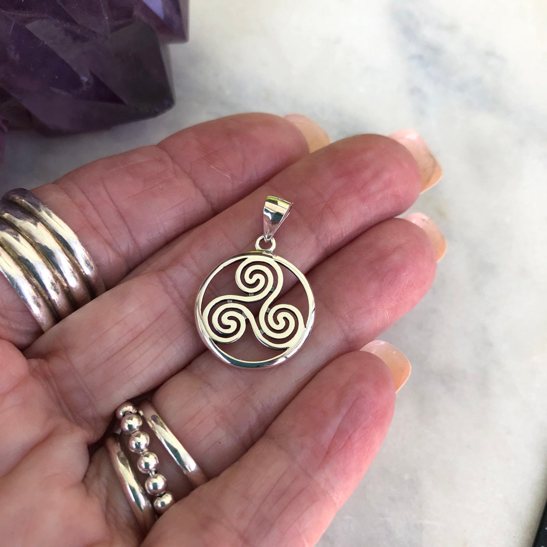 Celtic Triple Spiral Pendant, Sterling Triskele, Celtic Triskele Circle ...