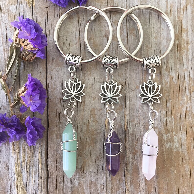Crystal Key Chain/ Lotus Charm Keychain/ Lotus Flower Crystal - Etsy