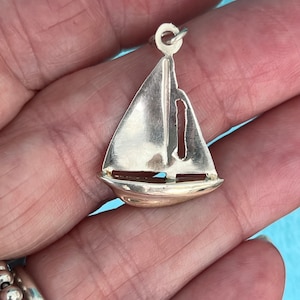 Hand Crafted 925 Sterling Silver Sailboat Charm. Vintage Sterling Boat ...