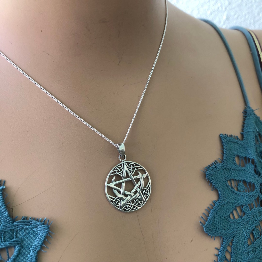Silver Pentacle Pendant, Sterling Pentacle Medallion, Sterling Silver ...