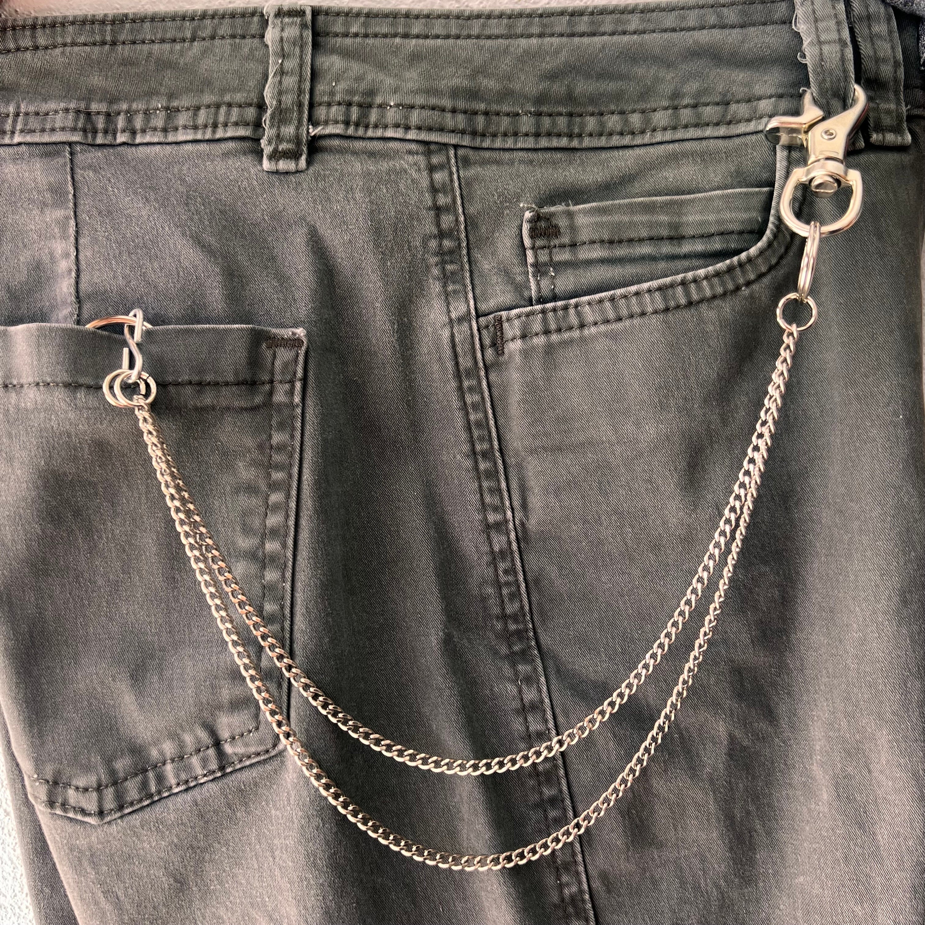 Steel Curb Wallet Chain: One Strand or Double Layered Strands, Key ...