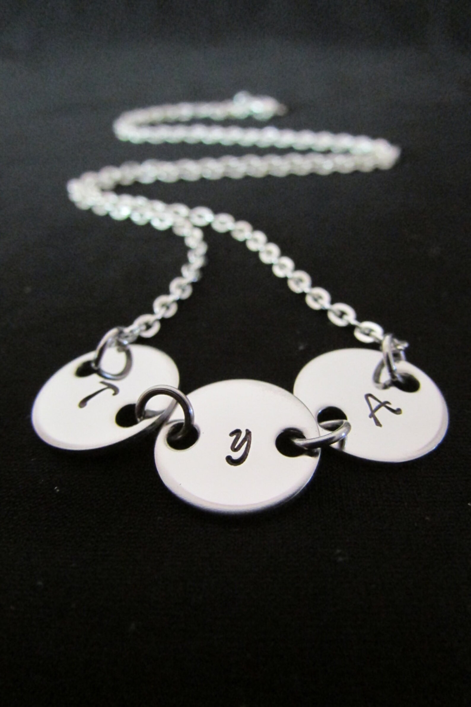 Personalized Initial Necklace Hand Stamped Necklace - Etsy