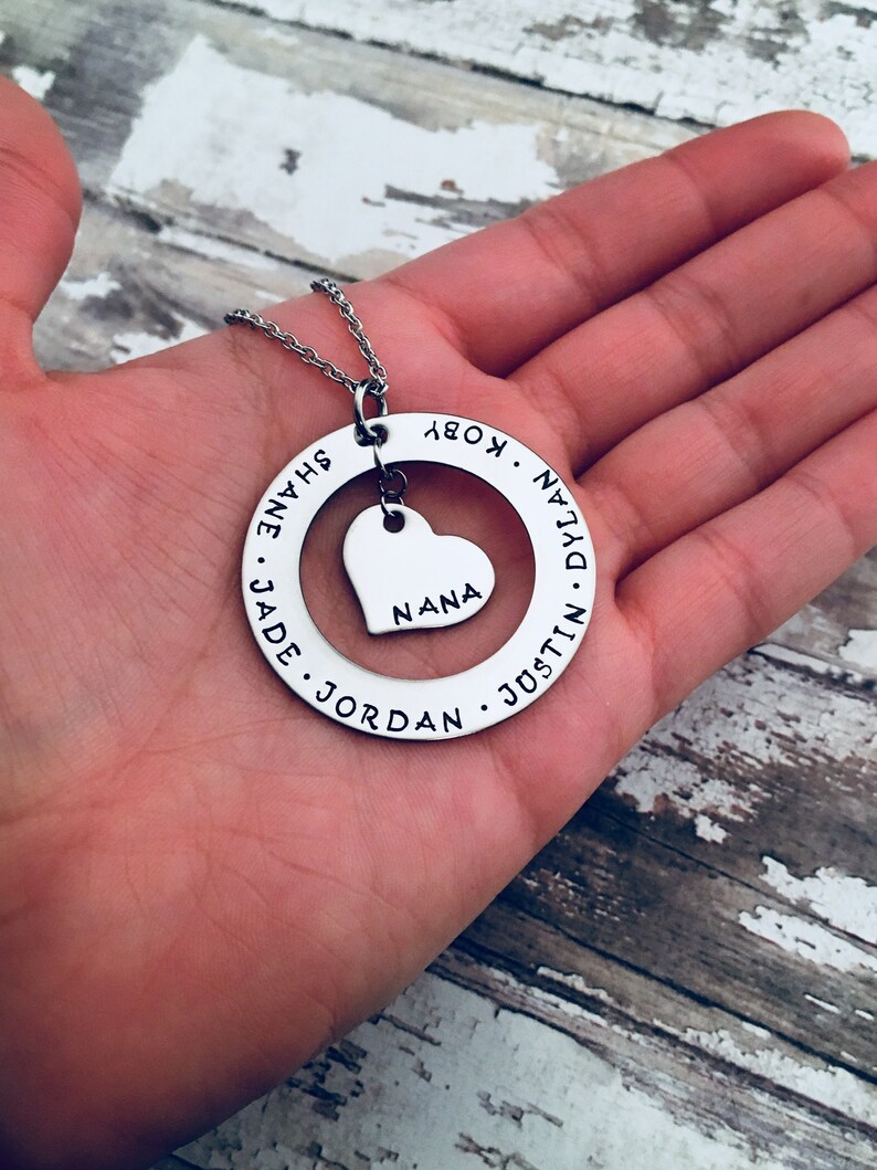 Hand Stamped Jewelry Personalized Necklace Personalized Nana Etsy