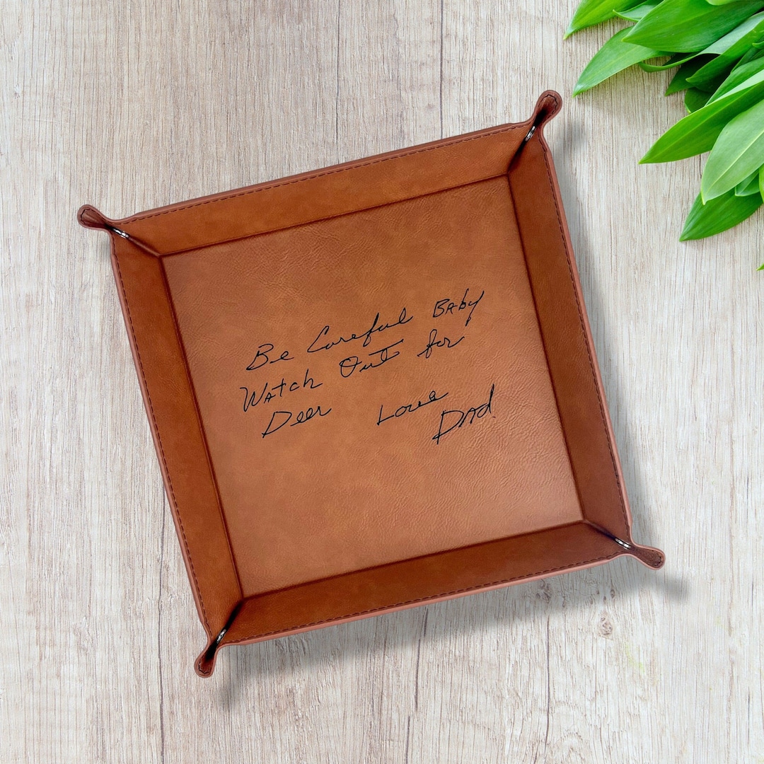 Engraved Handwriting Table Tray, Father's Day Gift, Custom Valet Tray ...