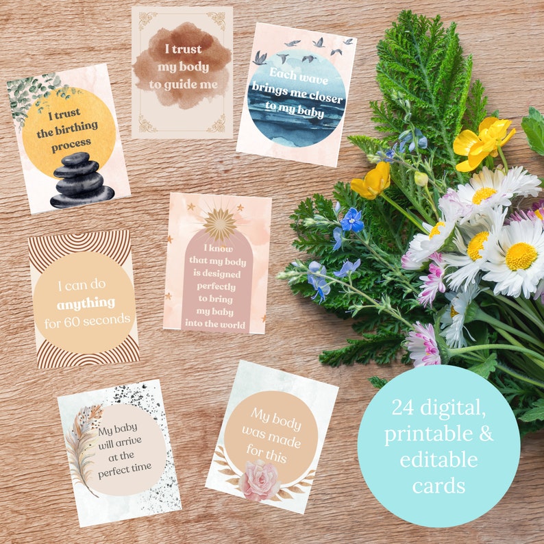 Pregnancy & Birth Affirmation Cards | Digital Download | Editable ...