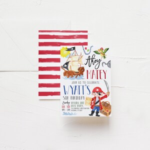 Pirate Birthday Invitation Template Pirate Party Invitations Watercolor ...