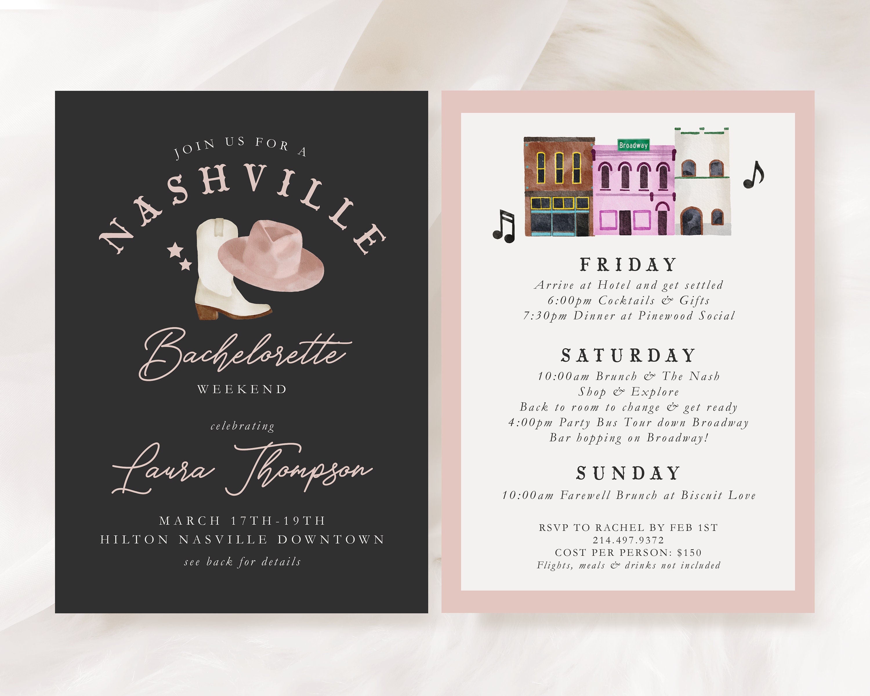 Nashville Themed Bachelorette Party Invitations
